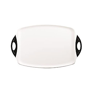 Dexas Chop & Serve Cutting Board, 12.5 by 20 inches, White with Black Handles
