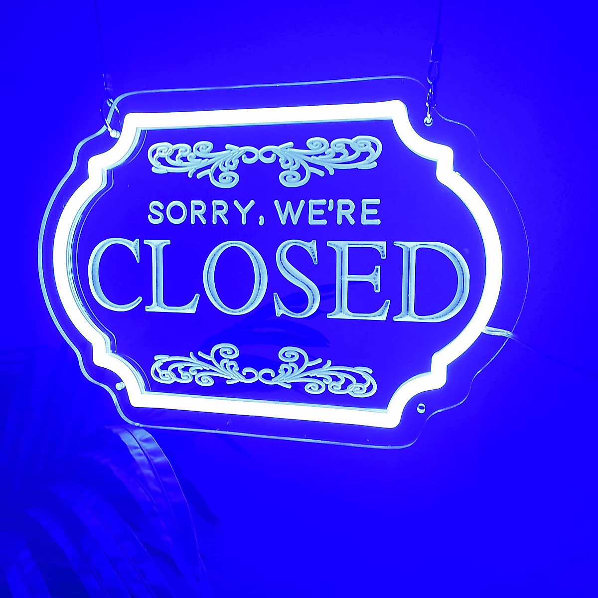 MinIeoh Open Closed LED Neon Sign, 3D Engraved Light Up Wall Door Window Decor Sign, 2PCS/SET, For Business Coffee Beer Salon Studio Bar Restaurants Hotel Office