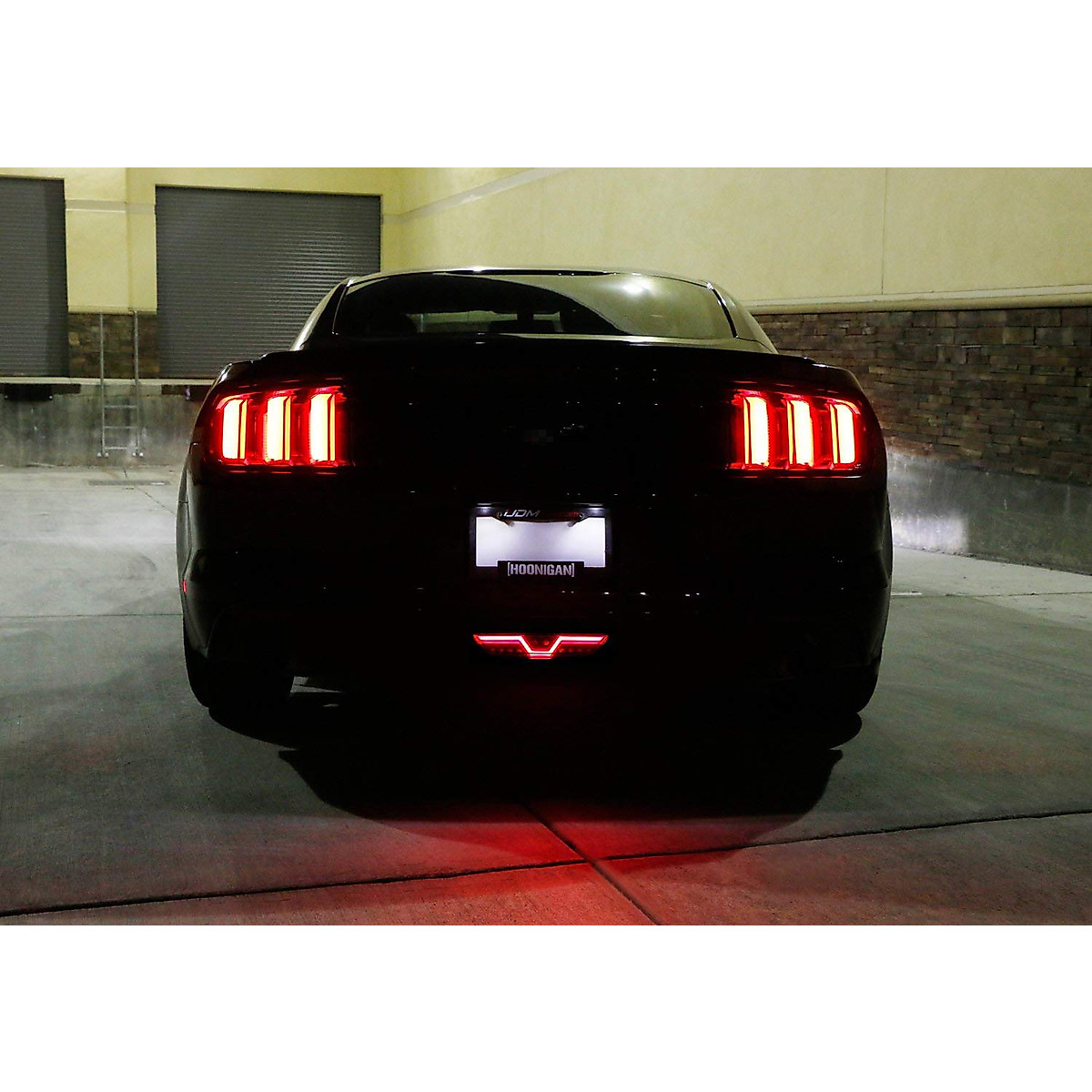 iJDMTOY Smoked Lens LED Rear Foglamp Compatible With 2015-2017 Ford Mustang, Full Red LED Tail Light Assembly Functions as Reverse Light & Rear Fog Light