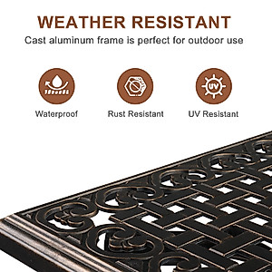 VINGLI Outdoor Bar Table, Sqaure Bar Height Patio Table with Umbrella Hole, Cast Aluminum Tall Outdoor Table Bistro Table Outdoor Furniture Garden Table