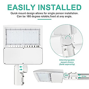 150W LED Parking Lot Light 21000 LM, 5000K 1-10V Dimmable LED Shoebox Pole Area Light (600W MH Equiv), Direct Arm Mount IP65 Waterproof 100-277V AC, UL&DLC, White (Direct Arm Mount, 150Watts)