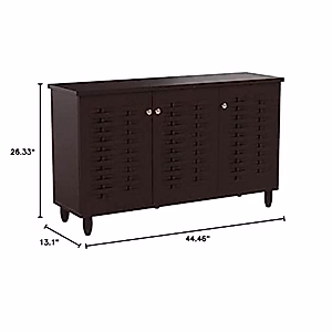 Baxton Studio Wholesale Interiors Winda Modern and Contemporary 3-Door Dark Brown Wooden Entryway Shoes Storage Cabinet