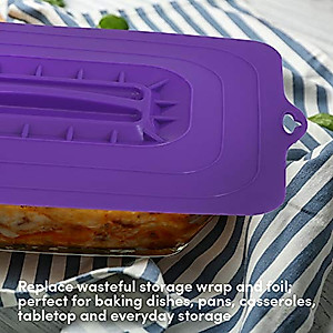 Elite Gourmet Maxi-Matic ECL-3016 Rectangular Silicone Suction Lids and Food Covers Fits various sizes of casseroles, baking pans, dishes or containers, Set of 3, Multicolor