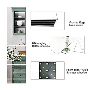Full Length Mirror Tiles (Glass, 12''x12''x 4PCS), Large Full Body Wall Mirror for Door, Bedroom, Home Gym
