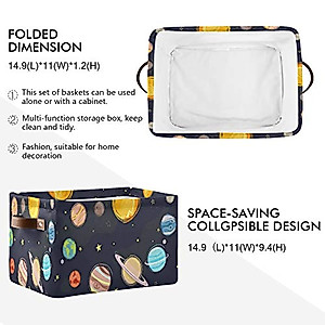 Storage Basket Cube Solar System Planet Large Collapsible Toys Storage Box Bin Laundry Organizer for Closet Shelf Nursery Kids Bedroom,15x11x9.5 in,1 Pack