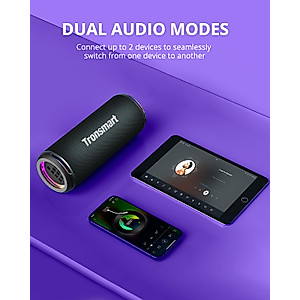 Tronsmart T7 Lite 24W Portable Bluetooth Speaker, Enhanced Bass, Rainbow Light Show, 24H Playtime, IPX7 Waterproof, Wireless Stereo Pairing, Bluetooth 5.3, for Home Outdoor Travel (Black)