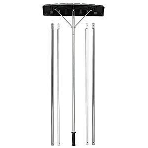 Goplus Snow Roof Rake, Extendable 4.8-20FT Snow Shovel for Snow Removal w/ Aluminum Frame & Anti-Slip Handle, Ideal for Roof Car, 25-Inch Blade