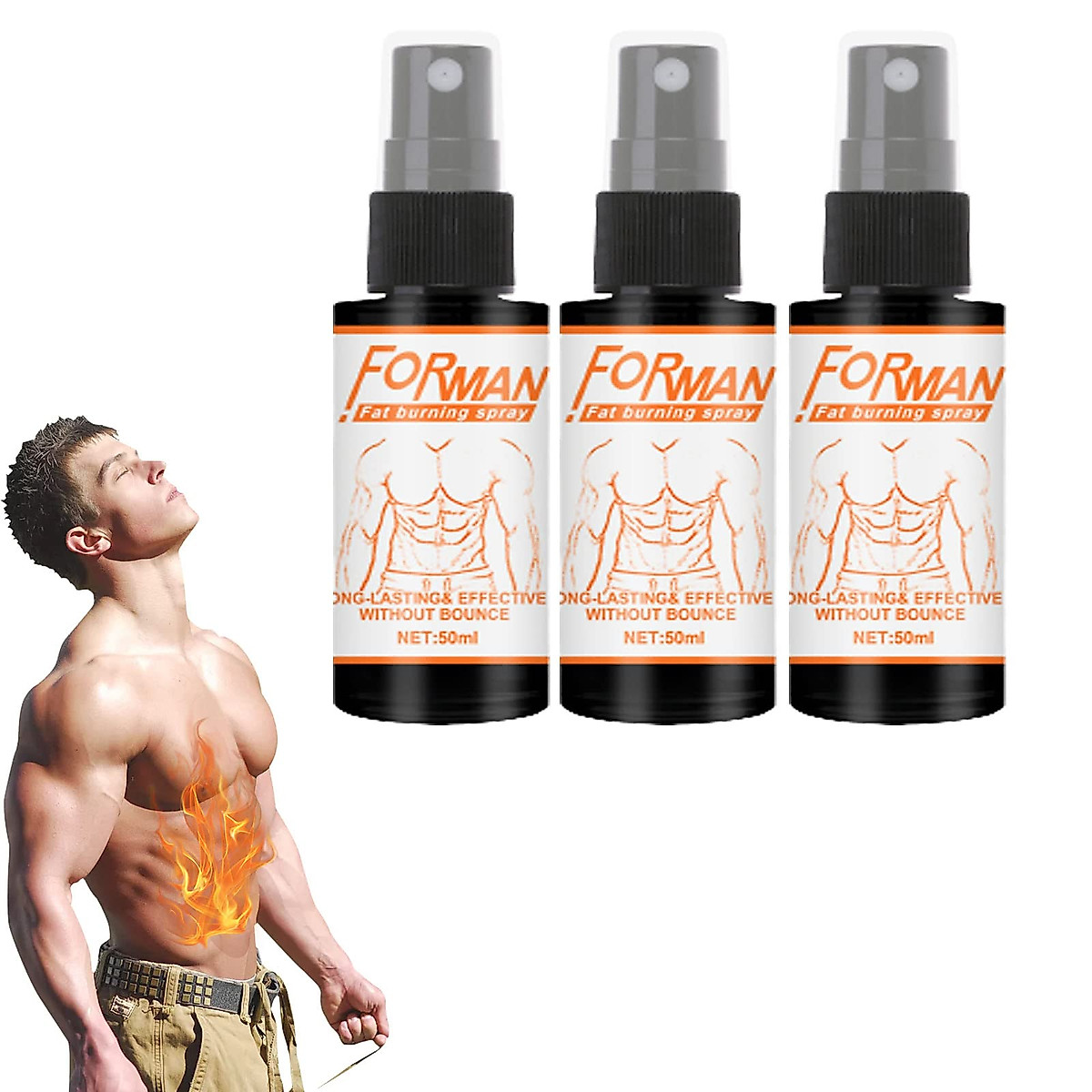 ChestFit Gynecomastia Fat Burner Spray - Chestfit Gynecomastia Heating Balm - Gynecomastia Cellulite Melting Spray - Hot Cream Cellulite Treatment - Chest Belly Fat Remove (3pcs)