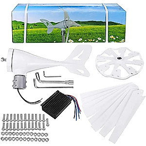 SZYARA 2000W Wind Turbine Generator Kit 8 Blades Low Noise Horizontal Wind Turbine with Charge Controller for Home Garden Use(White),12v