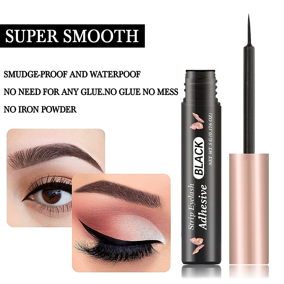 Magnetic Eyeliner 3PCS Smudge Resistant Magnetic liner,Works with All Magnetic Eyelashes,No iron powder and Natural Look,Easy to apply and No Glue needed (3PCS, Rose Gold+Black)