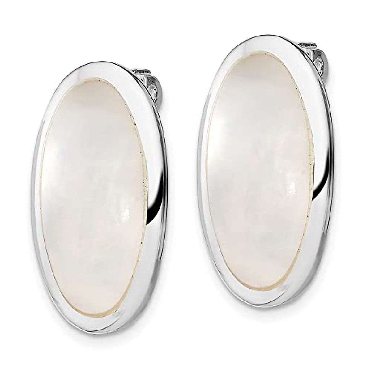 925 Sterling Silver Mother of Pearl Oval Non Pierced Clip On Earrings