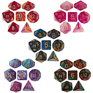 Brybelly Glitter Bomb of Polyhedral Dice, 25 Pc Variety Pack - 5 Sets of Sparkle Bulk RPG Tabletop Game Pieces & Accessories in Bulk - TTRPG Essential Starter Kit and Extra DND Items for Gaming