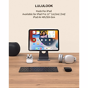LULULOOK Compatible with Magnatic iPad Stand, Aluminum Tablet Holder Adjustable Desktop Stand Holder