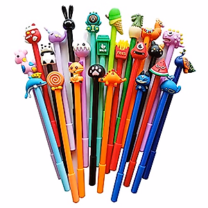 24 pack Black Erasable Pens Kiddie Kawaii Cute Cartoon Gel Ink Pens Assorted Style Writing Pens for Birthday Present School Prize Student Gift Fun Girl Pens (erasable black)
