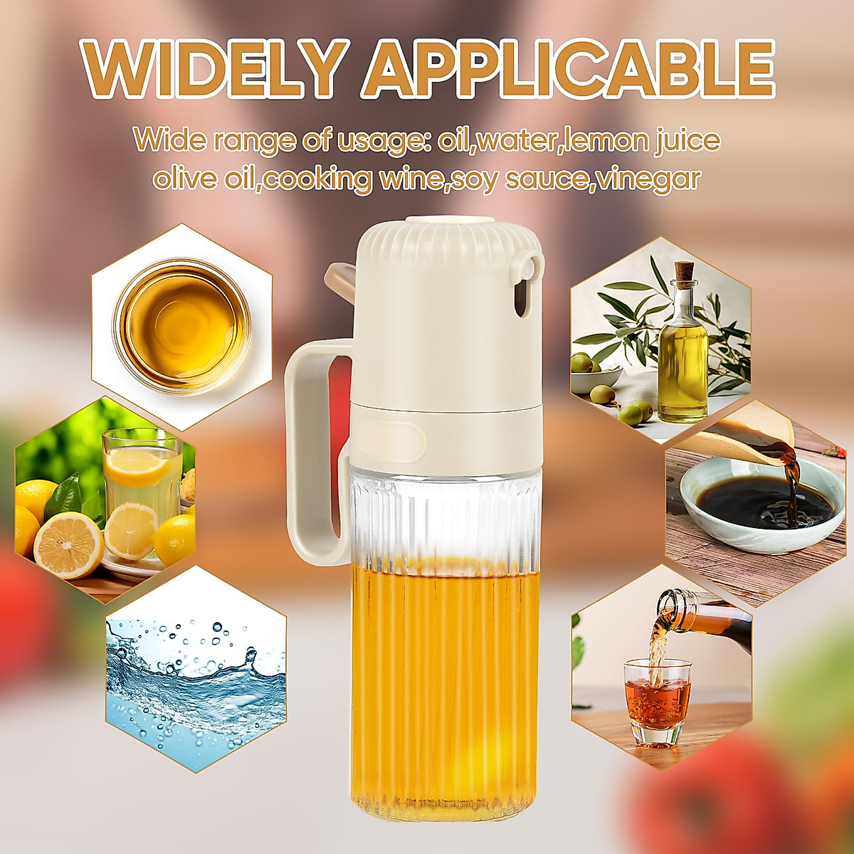 Garkup Oil Sprayer for Cooking, Oil Dispenser Bottle for Cooking in Kitchen Oil Sprayer with Delicate Mist for Air Fryer