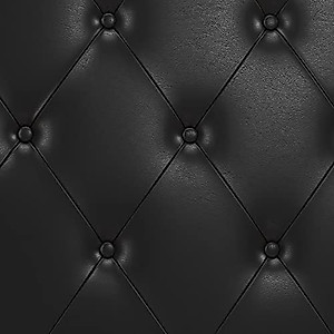 DHP Dakota Upholstered Platform Bed with Diamond Button Tufted Headboard and Footboard, No Box Spring Needed, Queen, Black Faux Leather