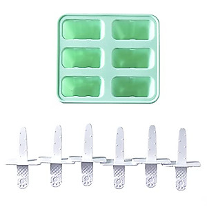 Popsicle Mould，Popsicle Molds 6 Pieces Silicone Ice Pop Molds BPA Free Popsicle Mold Reusable Easy Release Ice Pop Make (Green)