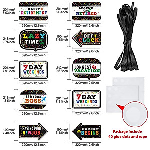Happy Retirement Party Supplies, 10 Pieces Happy Retirement Hanging Decorations Retirement Theme Party Banner Retired Yard Sign Retired Banner Special Retirement Hanging Cards Decorating Kit