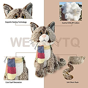 WEWINYTQ Cuddly Deluxe Cat Plush Toy, Soft Kitten Stuffed Animal Kitty Doll Toy Gifts for Kids Children’s Day, Birthday, Valentine, Christmas White and Brown –10 inch