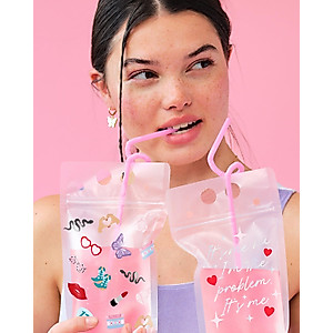 xo, Fetti Eras Party Clear Drink Pouches - 15 pcs | Concert Party Sippers, Bachelorette Decorations, Birthday Drinkware, Bridesmaid Supplies