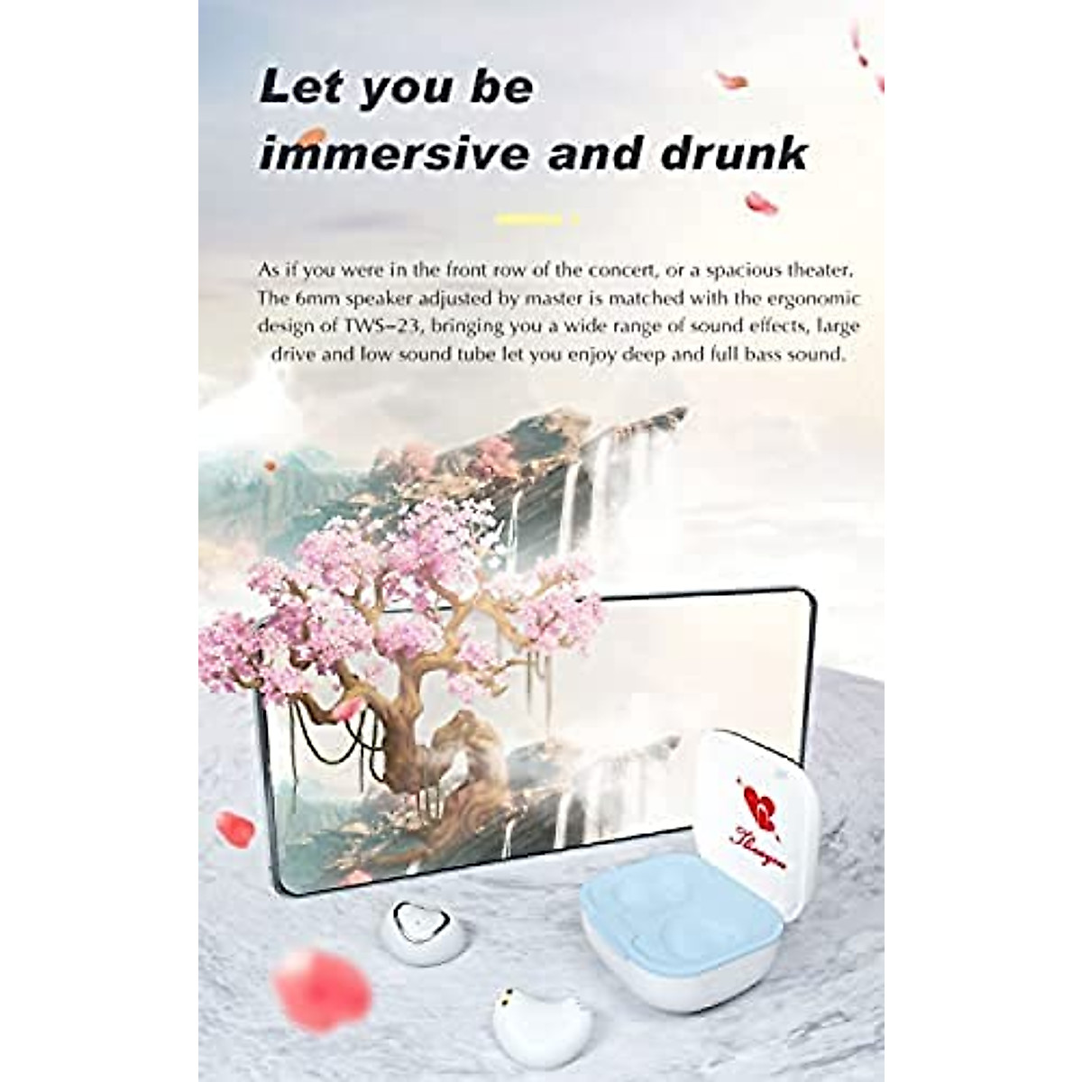 Wireless Earbuds, Bluetooth Headphones HD Stereo Wireless Headphones 5.1 Earbuds in-Ear Earbuds with Microphone, Home Outdoor Noise Cancelling Headphones, Gaming Headphones,