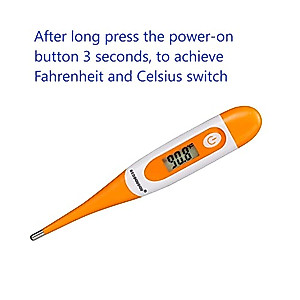 Digital Pet Thermometer for Accurate Fever Detection, Suitable for Cats/Dogs/Horse/Veterinarian, Waterproof Pet Thermometer, Fast and Accurate Measurements in 20 Seconds (Orange)