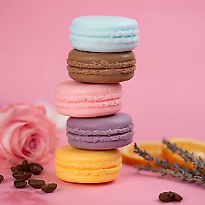 Se Sentir Macaron Soap Gift Set of 5 - Handmade All Natural Soap Bar Gift Set for Women in Wood Case (Lavender, Rose, Citrus, Cappuccino, Santorini Blue) | Stocking Stuffers