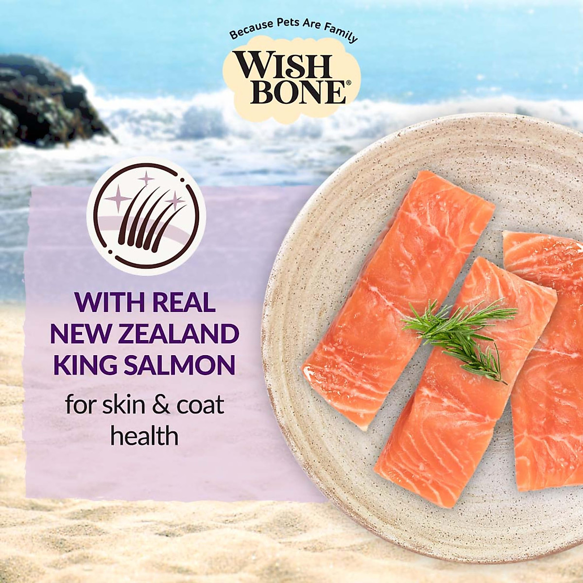 Wishbone Ocean New Zealand King Salmon Dry Dog Food, Gluten-Free, Grain-Free Recipe for Overall Pet Health - 4 lb