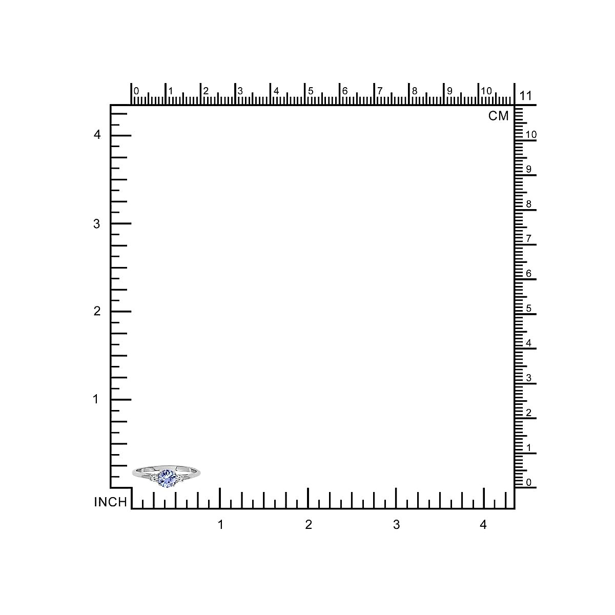 Silvershake Petite Genuine Tanzanite and White Topaz 925 Sterling Silver Promise Ring Size 7