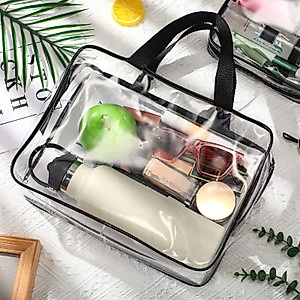 15 Pcs Clear Makeup Bags Toiletry Bag with Zipper Handle PVC Waterproof Cosmetic Bags Set Transparent Travel Pouch Clear Makeup Organizer for Travel Airport Business, 3 Sizes