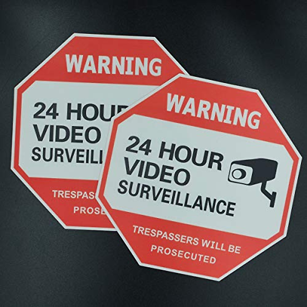Video Surveillance Sign 10 Pack, CCTV 24 Hour Warning Sticker Door Window Yard Sign, Indoor & Outdoor Use (2-6x6", 8-3x3" Decal)