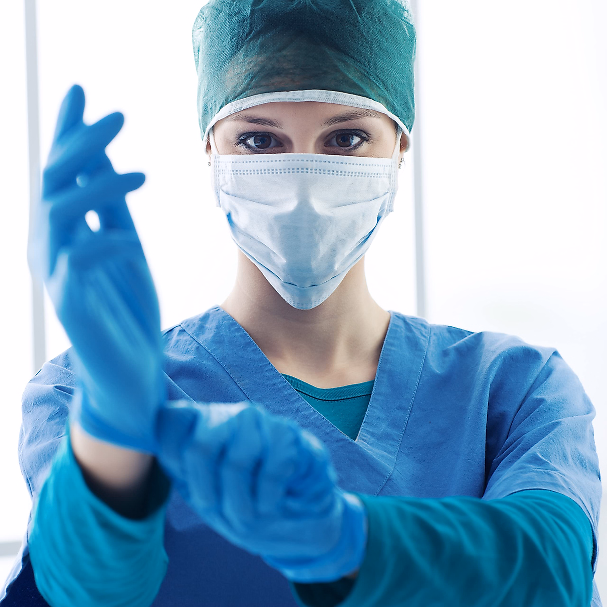 Circlecare Powder-Free Nitrile Disposable Exam Gloves, Industrial Medical Examination, Latex Free Rubber, Non-Sterile, Food Safe, Textured Fingertips, Ultra-Strong, Pack of 100, Blue - Size Medium