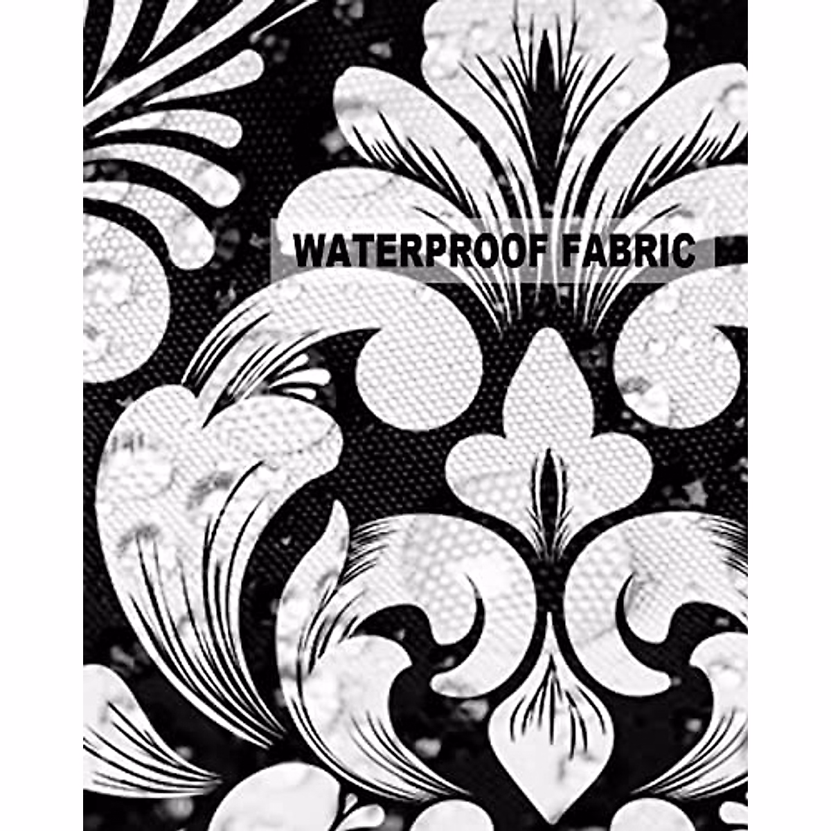 Outdoor Pillow Covers Waterproof, Black Paisley All Weather Cushion Case Set of 2, Luxurious Modern White Abstract Art Aesthetics Lumbar Pillowcase for Sofa Couch Bed Decor Patio Furniture 20"x12"