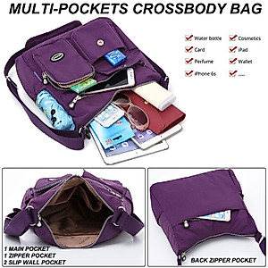 Nylon Crossbody Bag for Women,Multi Pockets Crossbody Purses,Water Resistant Shoulder Bag Travel Purses and Handbag Pocketbooks (Khaki)