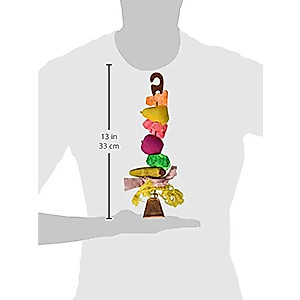 Penn-Plax Bird-Life Fruit Kabob Bird Toy with Bell – Various Textures, Materials, and Colors – Great for African Greys, Medium Birds, and Small Parrots – Large