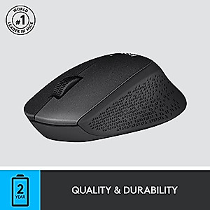 Logitech M330 SILENT PLUS Wireless Mouse, 2.4GHz with USB Nano Receiver, 1000 DPI Optical Tracking, 2-year Battery Life, Compatible with PC, Mac, Laptop, Chromebook - Black