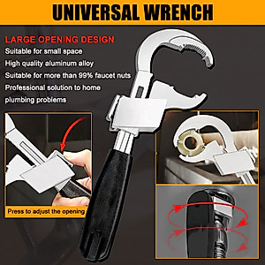 LHCDQSKCW Universal Adjustable Double-ended Wrench, Multifunctional Bathroom Wrench, Crescent Wrench for Disassembly & Assembly Sets, Hand Tool for Water Pipe Repair & Home Accessories