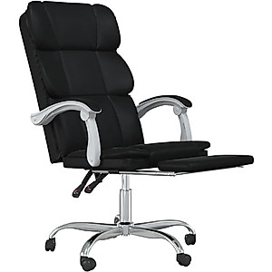 Reclining Office Chair,with Rolling Wheels with Adjustable seat Height Suitable for Office, Home, Study Space, Conference Room or Play Facility Black Faux Leather