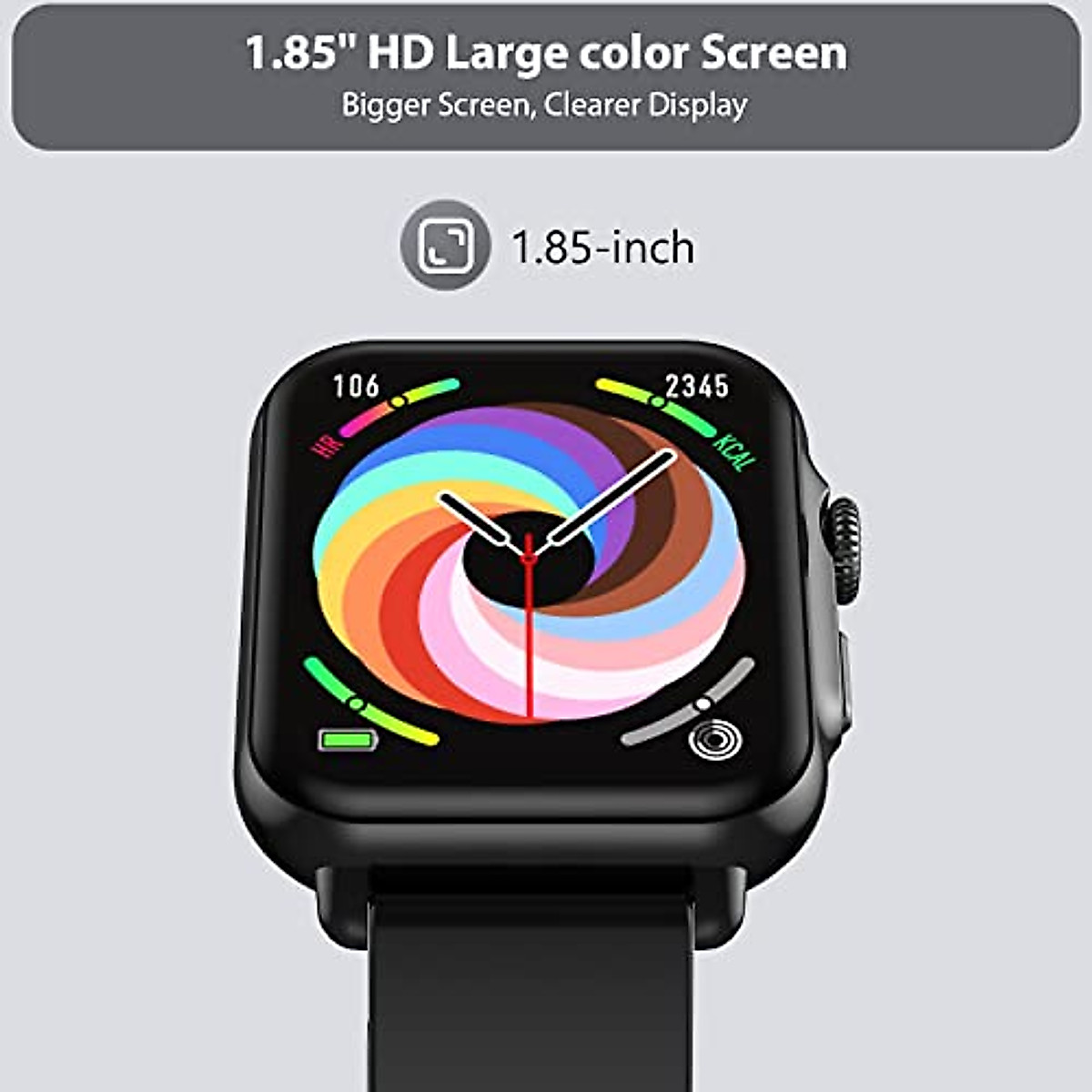 SOUYIE Smart Watch (Call Answer/Dial) for Men Women, 1.85" HD Display Blood Pressure Blood Oxygen Heart Rate Sleep Monitor，IP68 Waterproof Fitness Tracker Pedometer for Android and iOS Phone