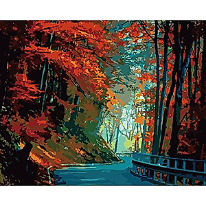 FILASLFT Paint by Number for Adults, Forest Path Paint by Numbers for Adults Beginner, Maple Leaf Painting by Number DIY Landscape Painting,Perfect for Home Wall Decoration 16x20 Inch.