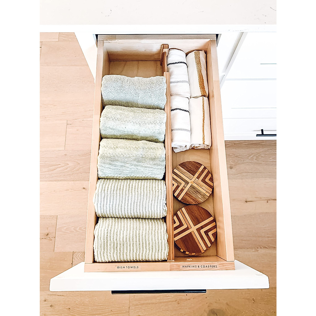 Lipper International 8896 Bamboo Wood Custom Fit Adjustable Kitchen Drawer Dividers, Set of 2