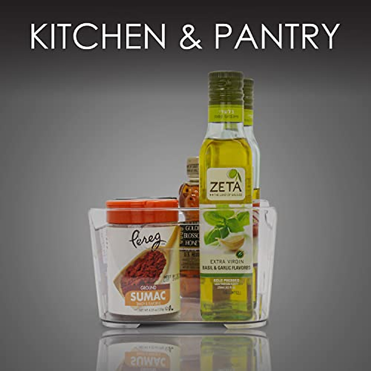 Brookstone BKH6253, Large Clear Plastic Storage Bin, Closet and Accessories Organizer, Kitchen/Pantry/Refrigerator & Freezer Food Container, Under Sink Cleaning Supplies Basket [BPA Free], Acrylic