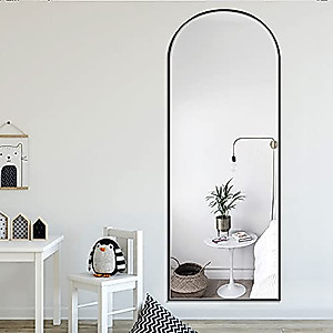 PexFix Full Length Mirror Sleek Arched-Top Standing Mirror Floor Mirror, Wall Mirror Standing, Leaning Hanging for Home, 65"x22", Black