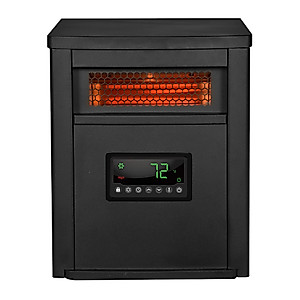 LifeSmart Infrared Quartz Space Heater, 8 Element 1500W Portable Heater with Remote, Black