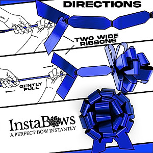 Insta Bows Pull String Large Gift Bows 5 Big Blue Gift Bows Perfect for Christmas and Birthday Presents Metallic Look and Shine 5 (Five) Pack of Big Bows That Measure 5 Inches Wide