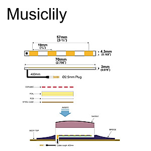 Artec PG437 Transducer Ceramic Piezo Pickup for 4-String Acoustic Bass, 57mm x 4.3mm