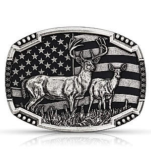 Montana Silversmiths Men's Matched Pair Deer Buckle Silver One Size