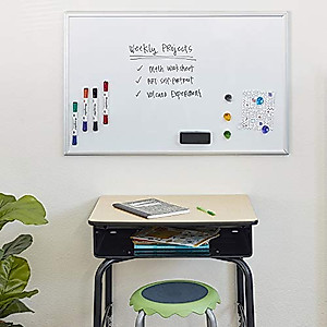 MessageStor 2 feet x 3 feet Dry Erase Board, 24 in x 36 in White Board, with Markers, Magnets, and Magnetic Eraser Accessories, for Offices, Presentations, Classrooms, Home School, Memo Board
