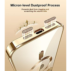 Waldeng for iPhone 14 Pro Max Case with Integrated Camera Lens Protector, [Compatible with MagSafe] [Original iPhone Exterior], Crystal Clear Case for iPhone 14 Pro Max 6.7", Gold