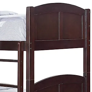 Benjara Arched Panel Design Twin Bunk Bed with Bookcases, Brown